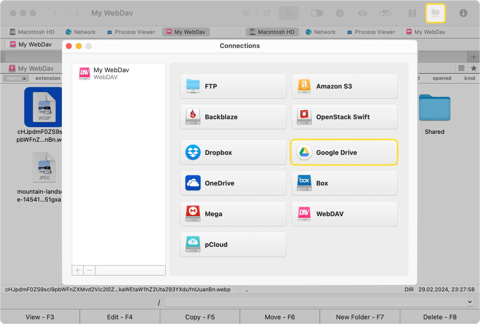 How to transfer files from Google Drive to Webdav | Commander One
